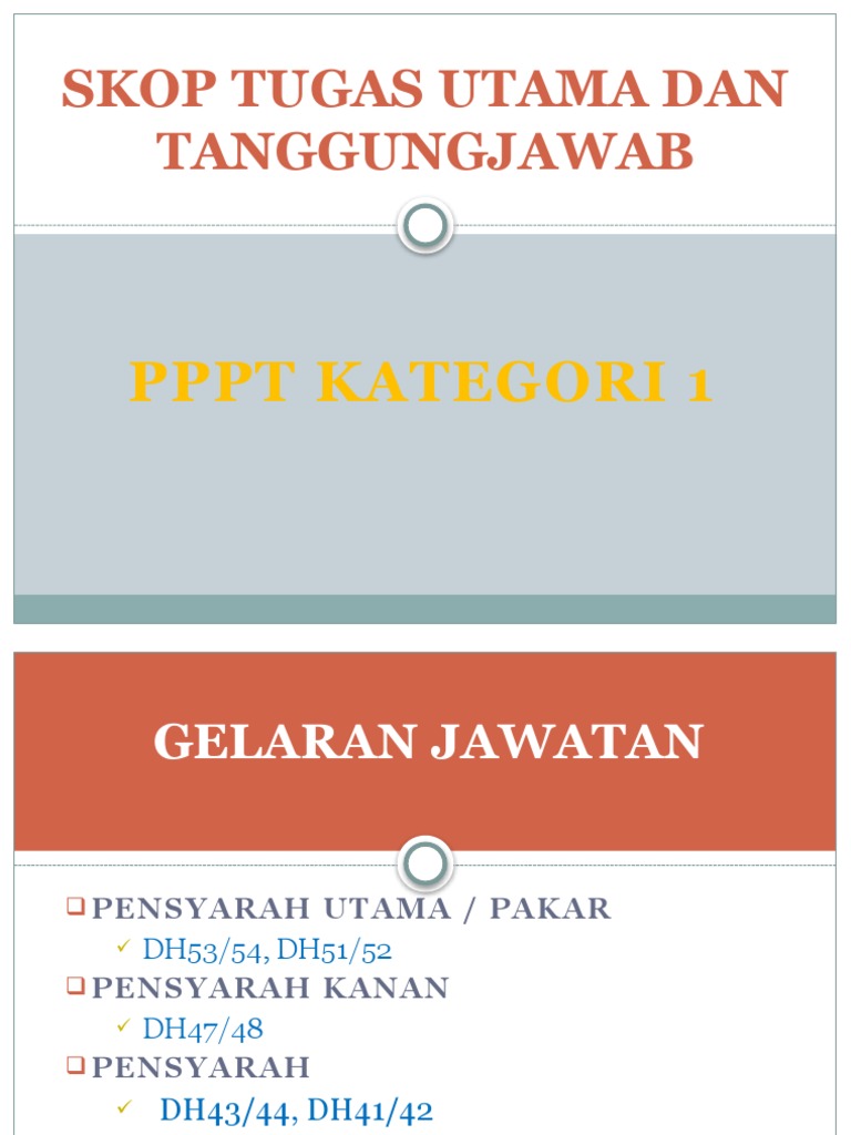 Skop Tugas Utama PPPT Kategori 1 (SKT2016) | PDF