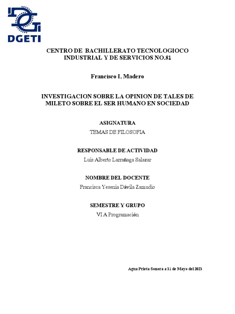 Investigacion de Tales | PDF