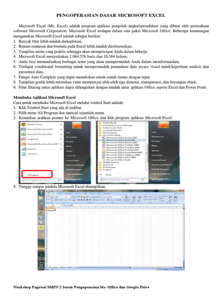 Pengoperasian Dasar Microsoft Excel | PDF