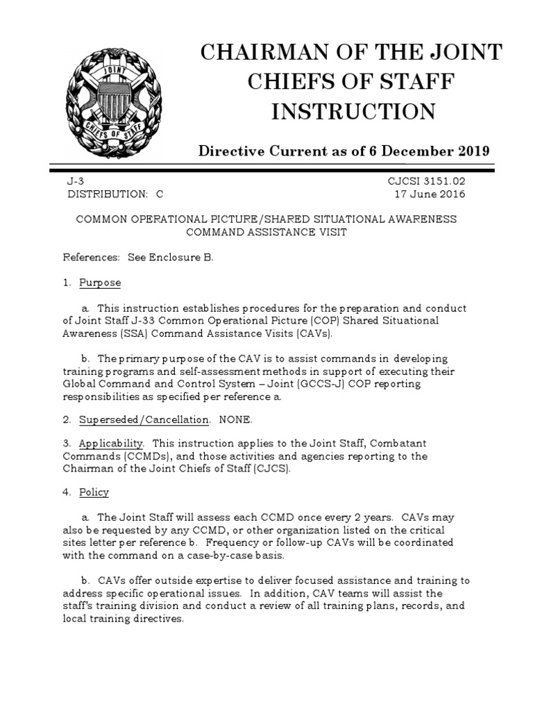 Cjcsi 3151.02 | PDF | Joint Chiefs Of Staff | Command And Control