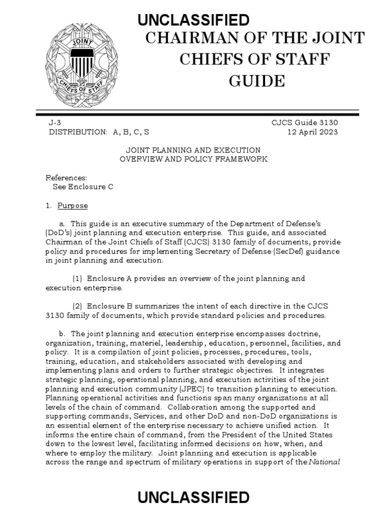 CJCS Guide 3130 | PDF | Chairman Of The Joint Chiefs Of Staff | Joint ...