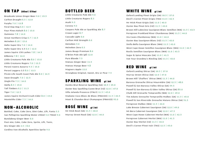 Beverage Menu | PDF | Rose | Cider