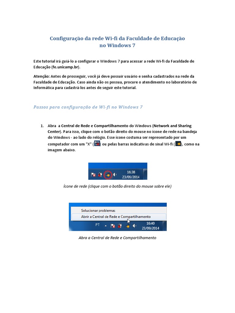 Configurar Wi-Fi Faculdade no Win7 | PDF | Informática