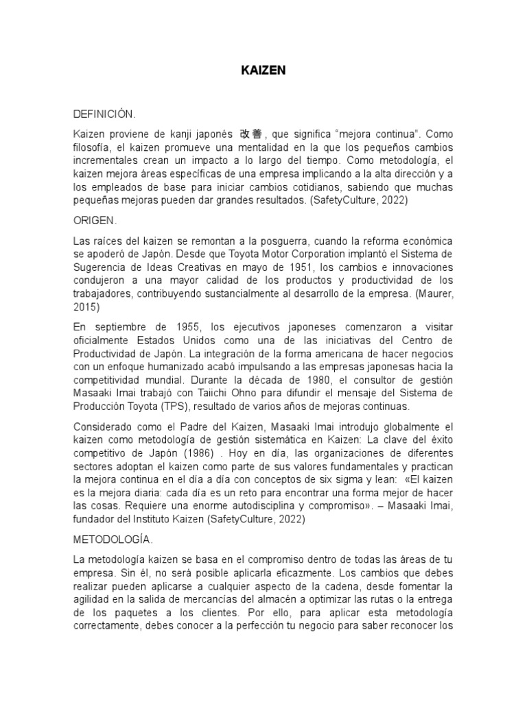 KAIZEN | PDF | Japón | Lean Manufacturing