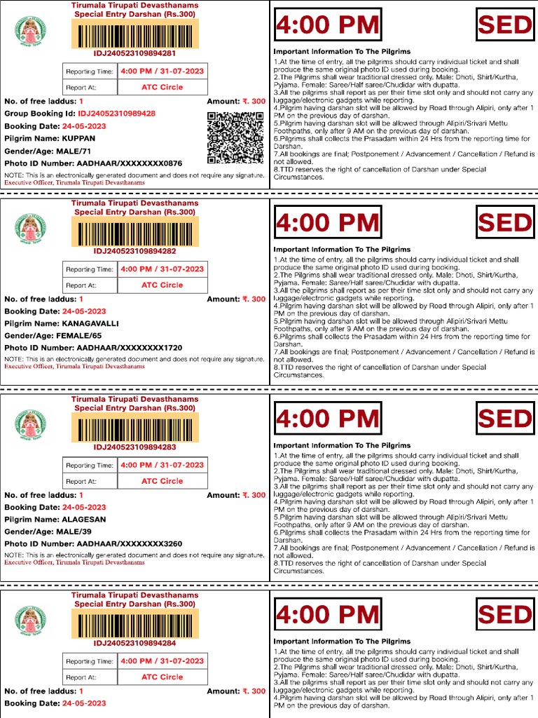 Tirumala Tirupati Devasthanams (Official Booking Portal) | PDF