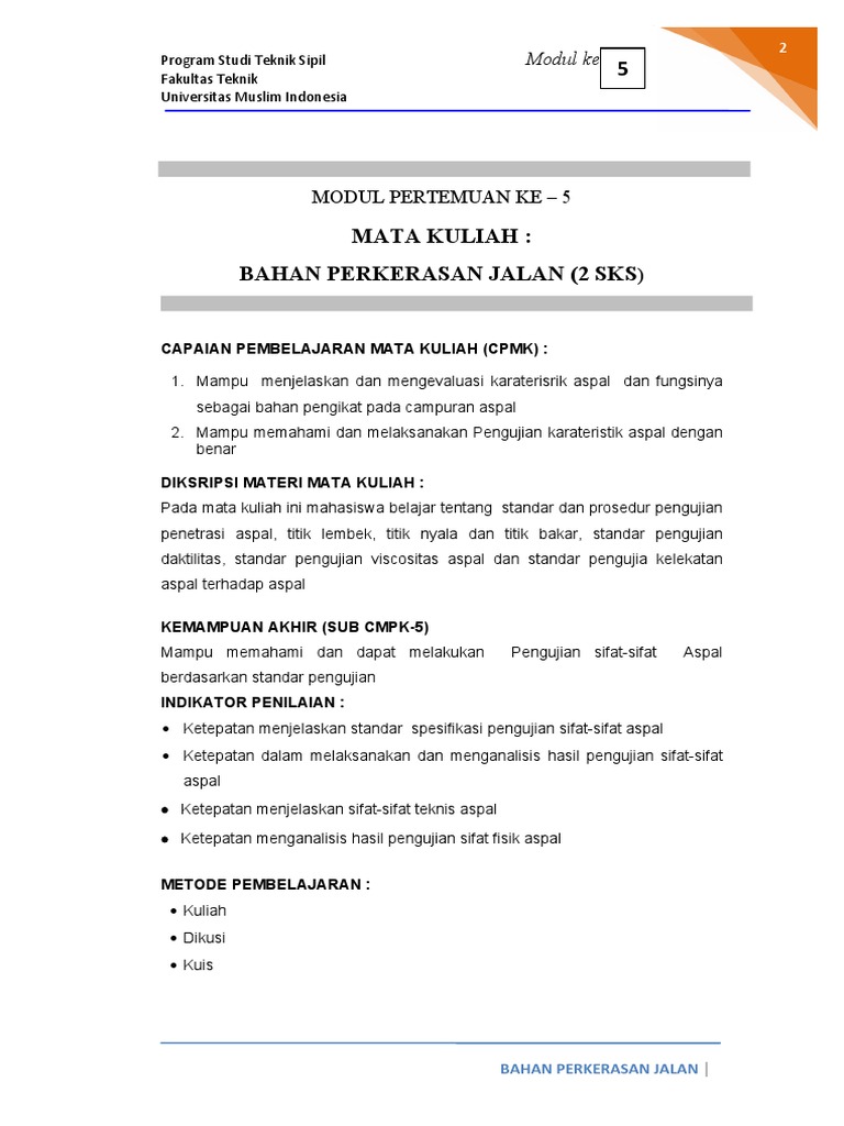 Modul - 5 Standar Pengujian Aspal | PDF
