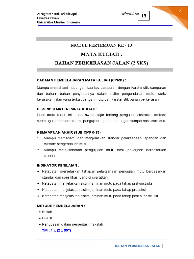 Modul - 13 Pengujian Kadar Aspal Dan Kepadatan | PDF