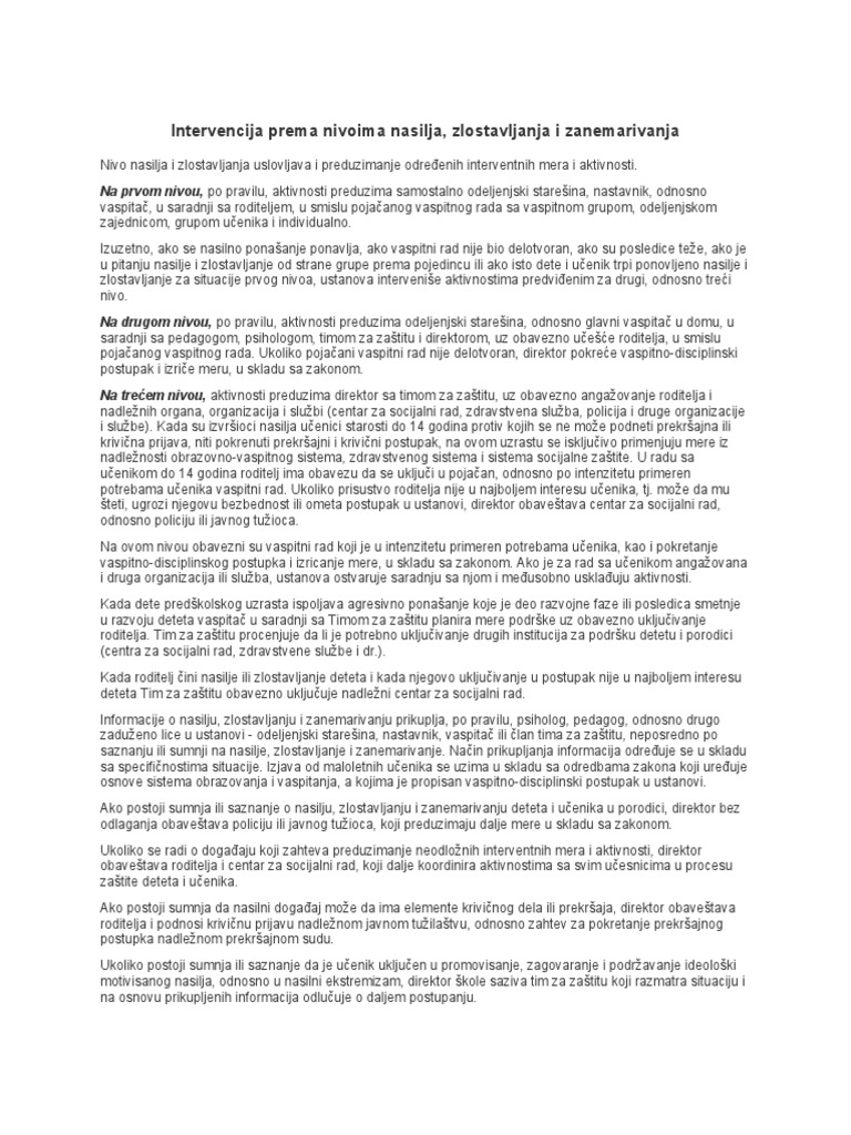 Intervencija Prema Nivoima Nasilja | PDF