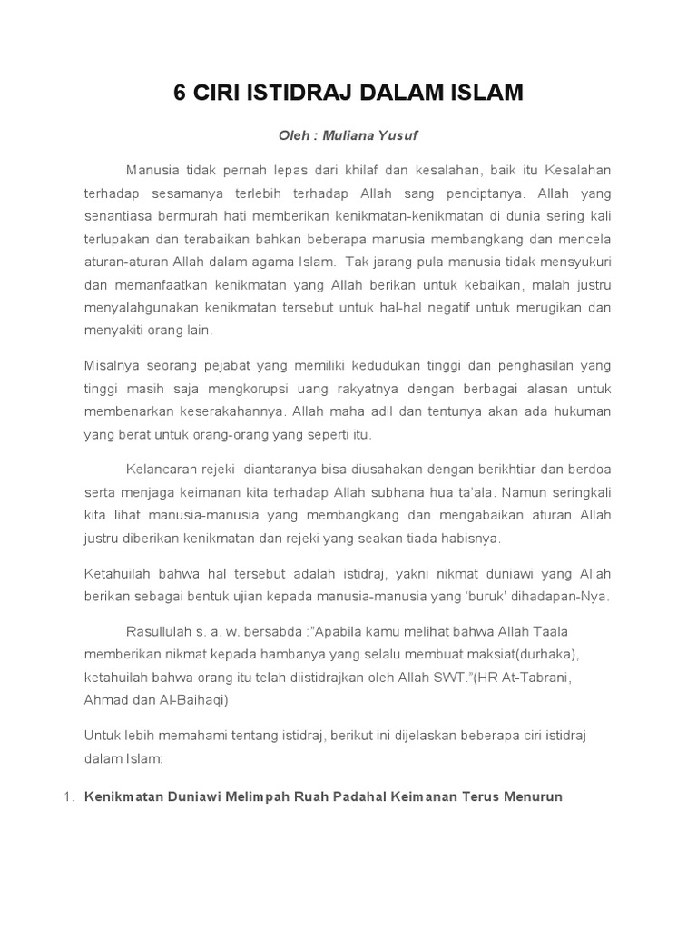 6 Ciri Istidraj Dalam Islam | PDF