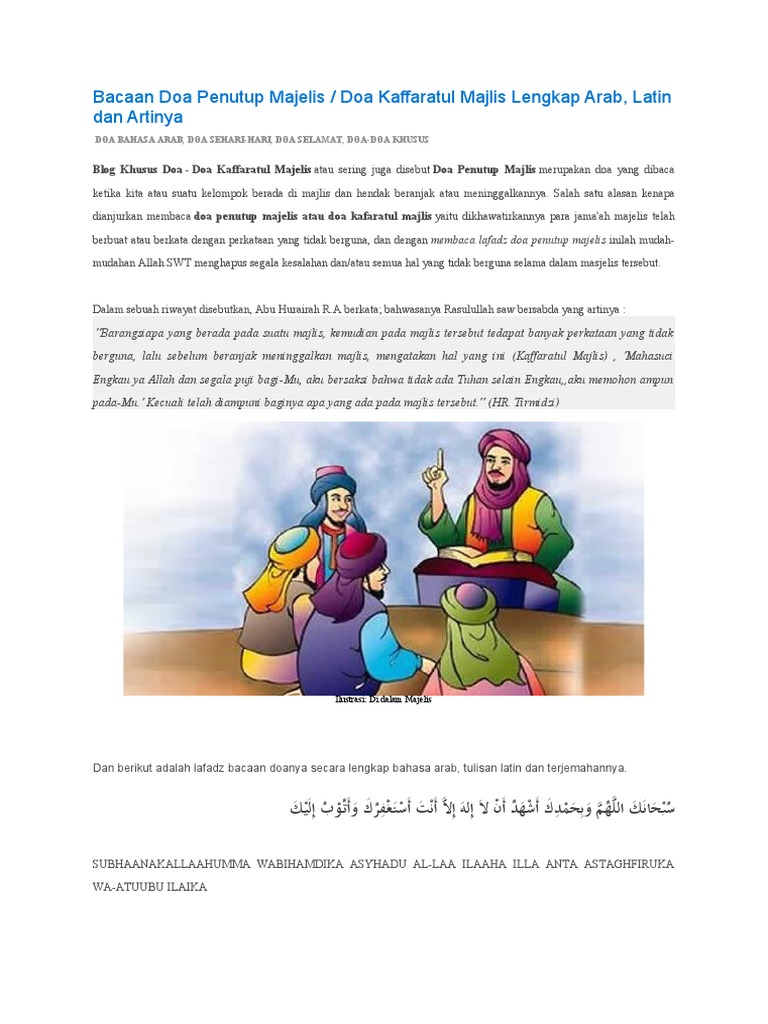 Doa Penutup Majelis Lengkap Arab-Latin | PDF
