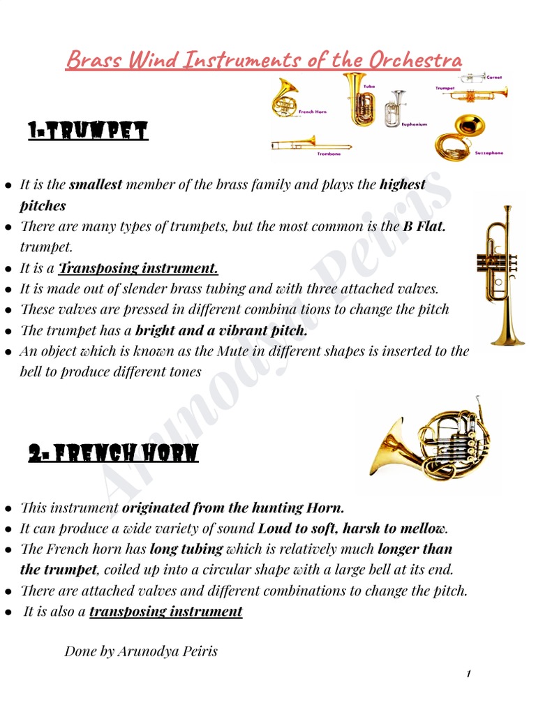 Overview of Brass Instruments | PDF | Home & Garden