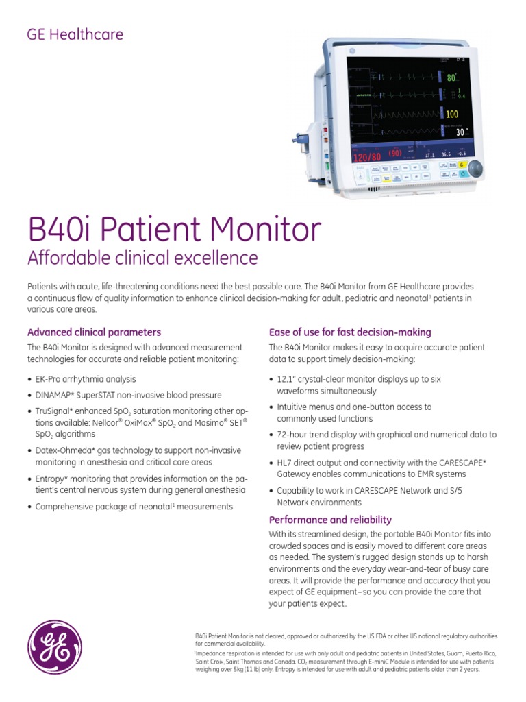 B40i Spec Modules ENG | PDF | Blood Pressure | Monitoring (Medicine)