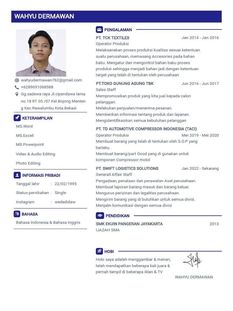 CV Wahyu D | PDF