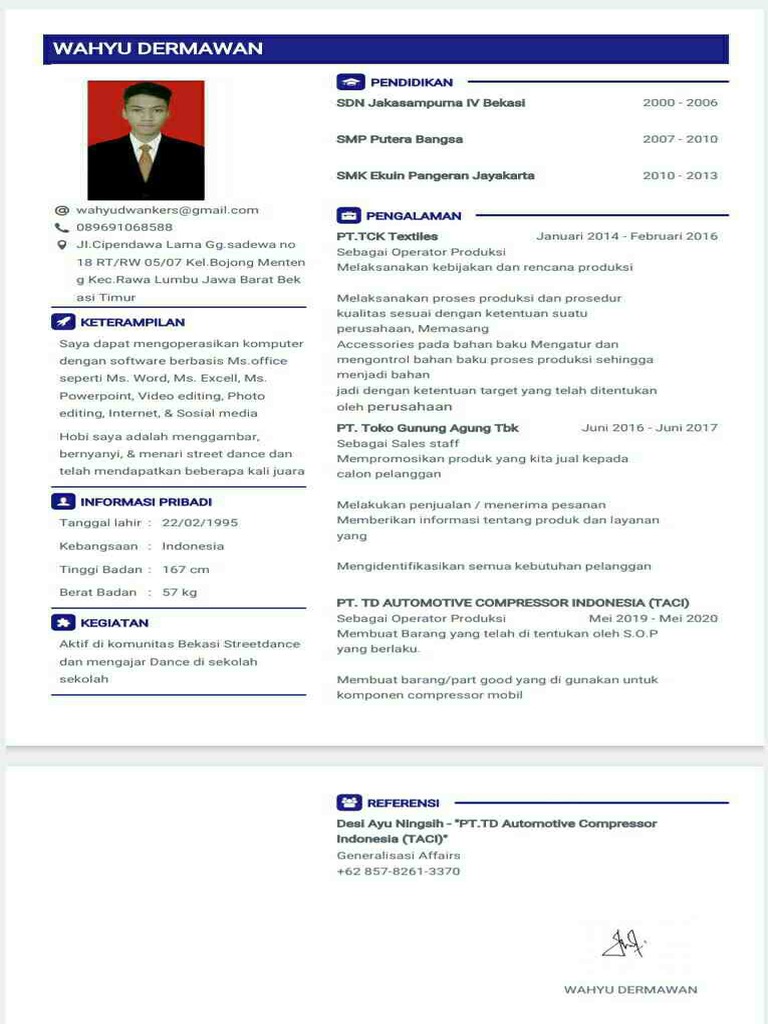 CV Wahyu Dermawan | PDF