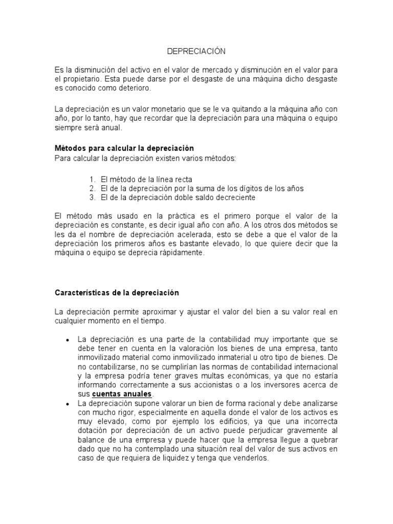 DEPRECIACIÓN | PDF | Depreciación | Contabilidad