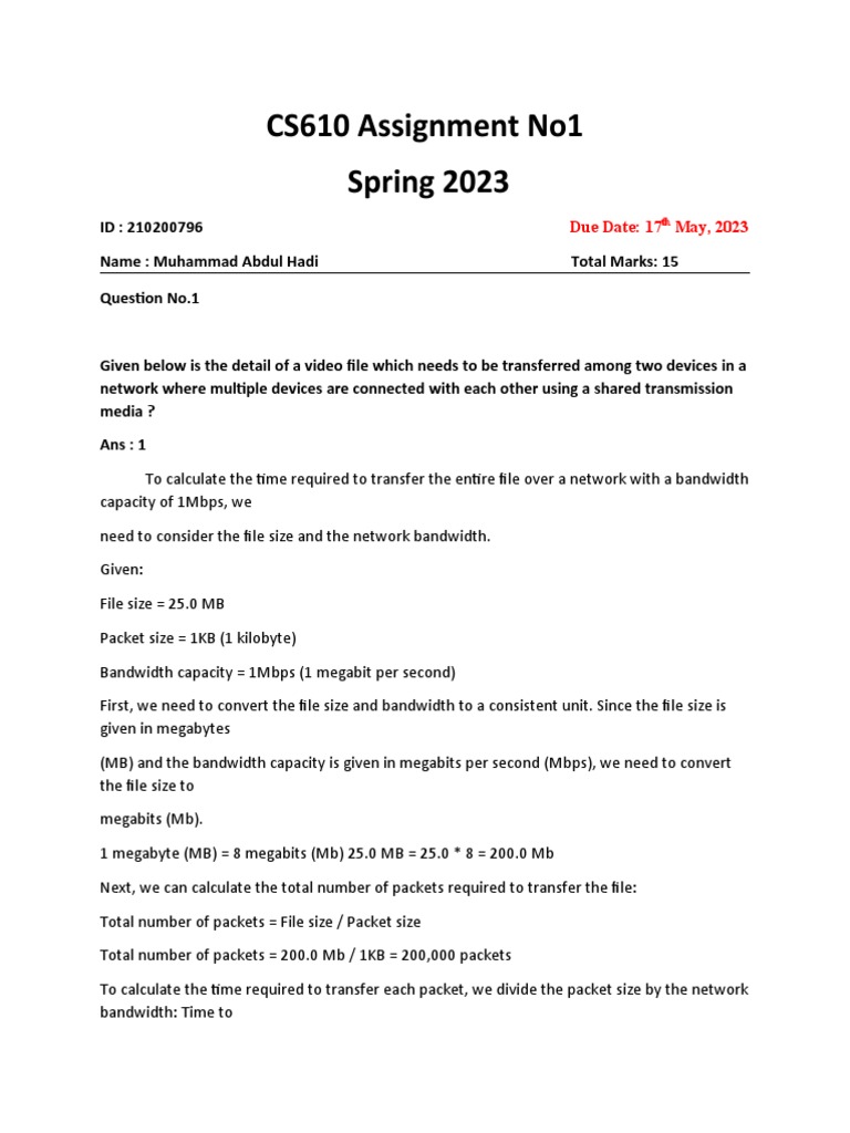 Cs610 Assignment No1 Solved By Hadi Pdf