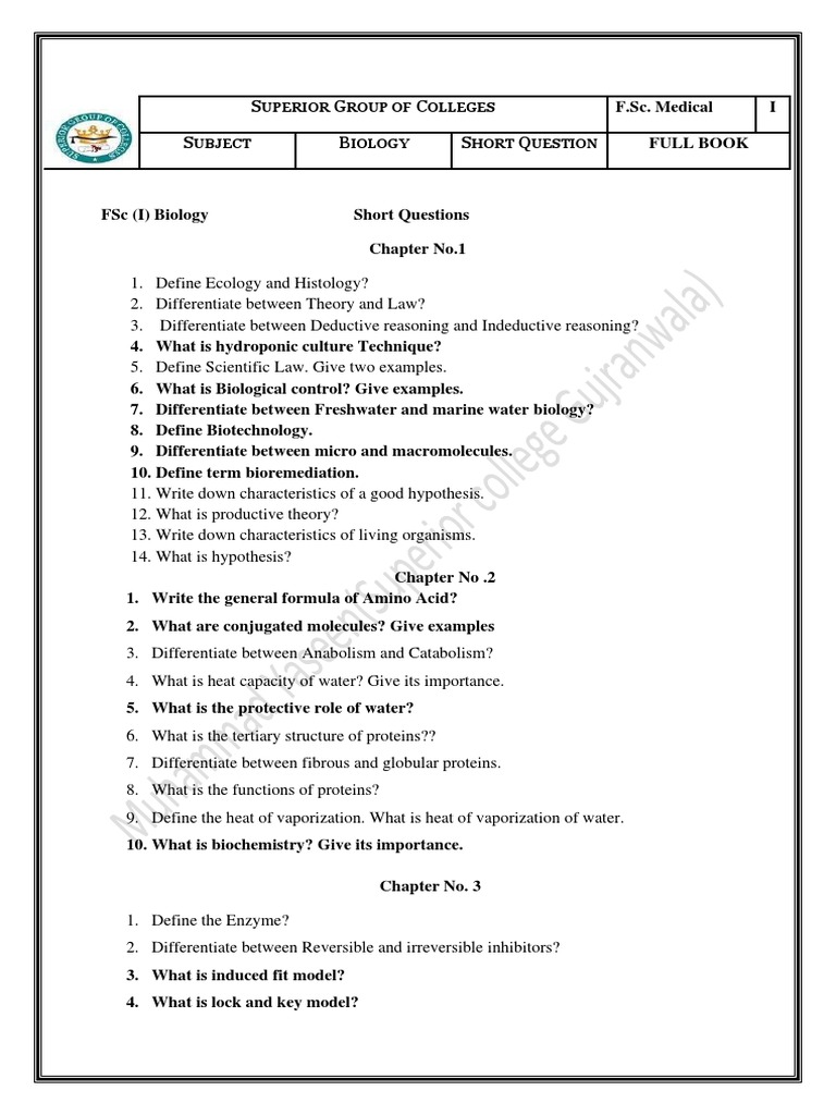 1st Year Biology Chapter 1 Notes | PDF
