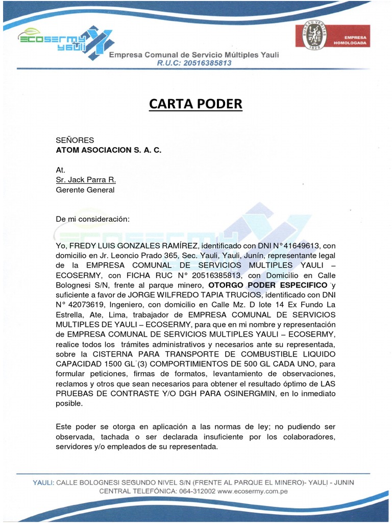 Carta Poder para Trámites Administrativos | PDF | Negocios | Derecho