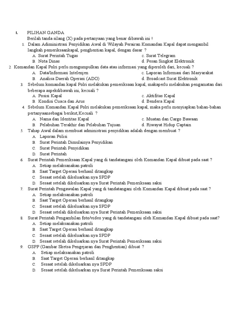 Soal Ujian Tertulis Pilihan Ganda | PDF