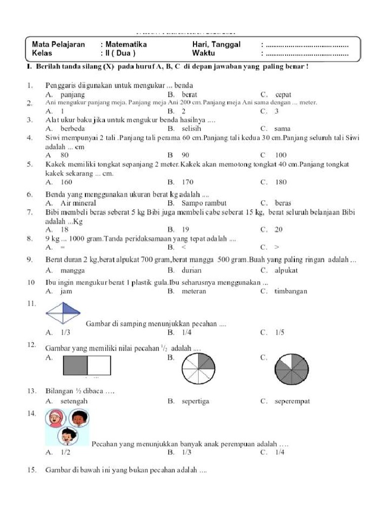 Soal Pat MTK Kelas 2 | PDF