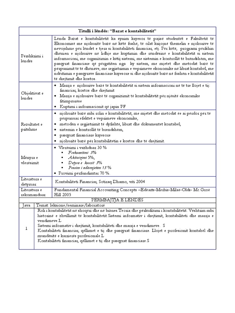 Bazat e Kontabilitetit | PDF