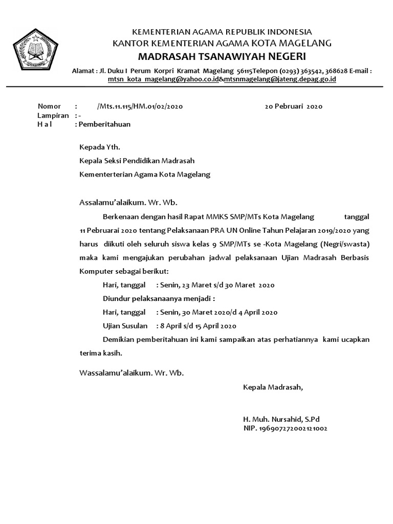 Surat Pemberitahuan Siswa | PDF | Kesehatan Holistik