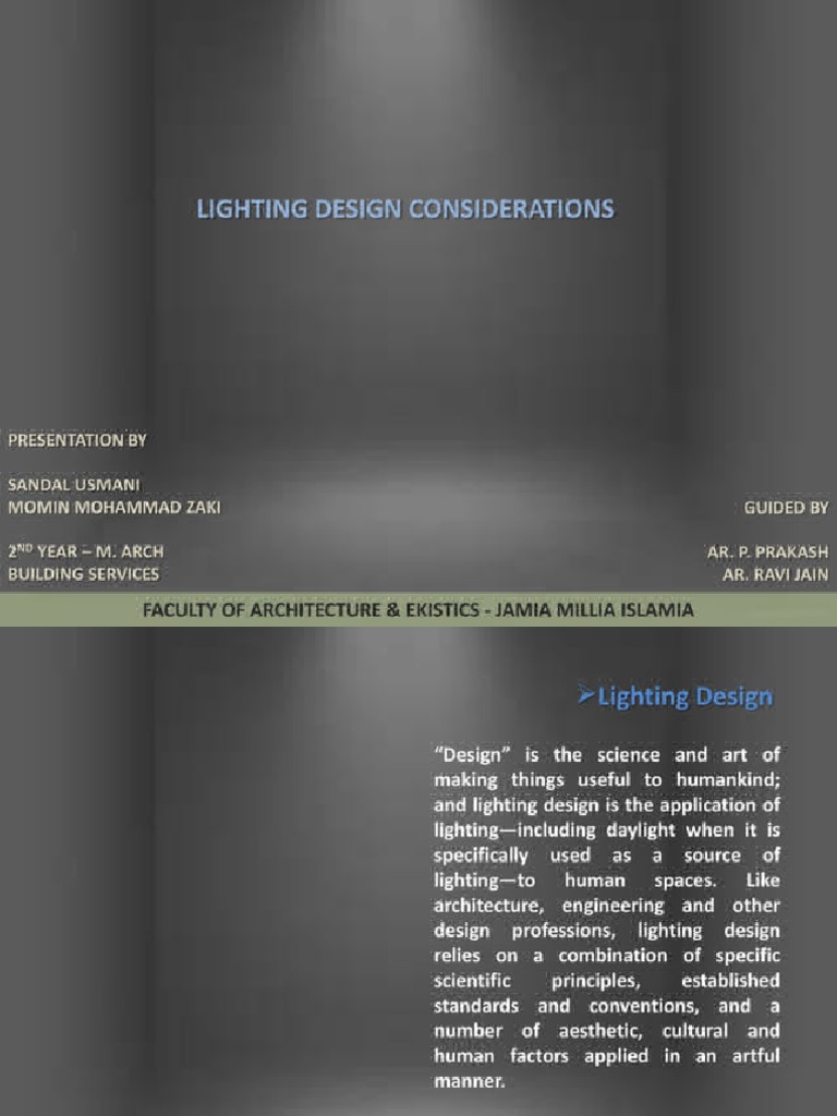 Lighting Design Considerations | PDF