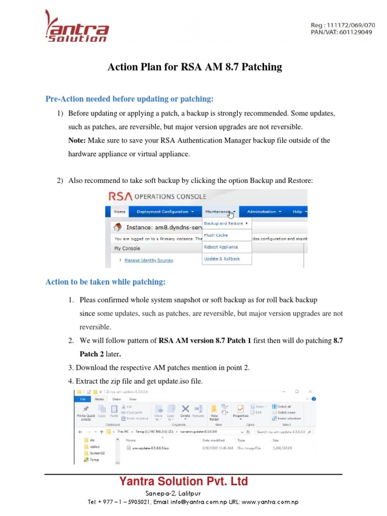 Rsa Action Patching Doc | PDF | Backup | Operating System Families