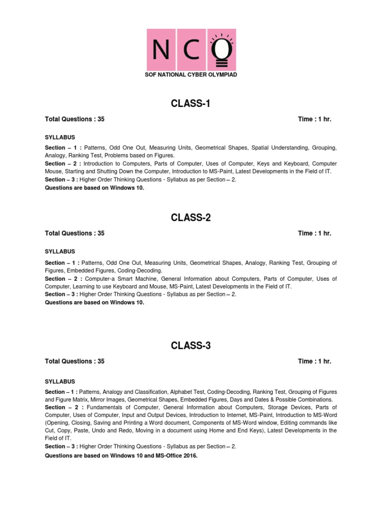 Nco Syllabus - 2023 - 2024 | PDF | Microsoft Word | Microsoft Excel