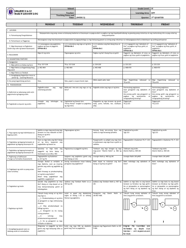 DLL - Epp 4 - Q3 - W3 | PDF