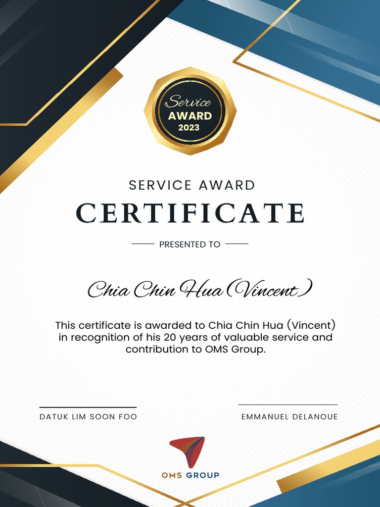 Service Award Certificate Sample 1a | PDF