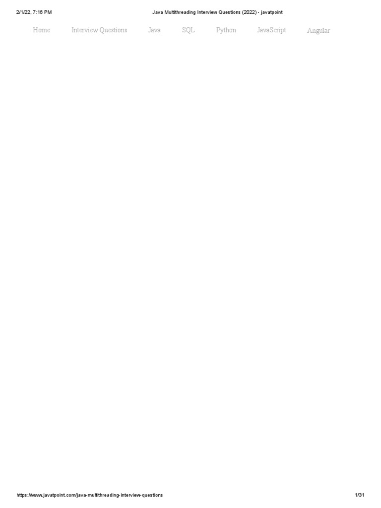 3rd Set Java Multithreading Interview Questions (2022) - Javatpoint | PDF