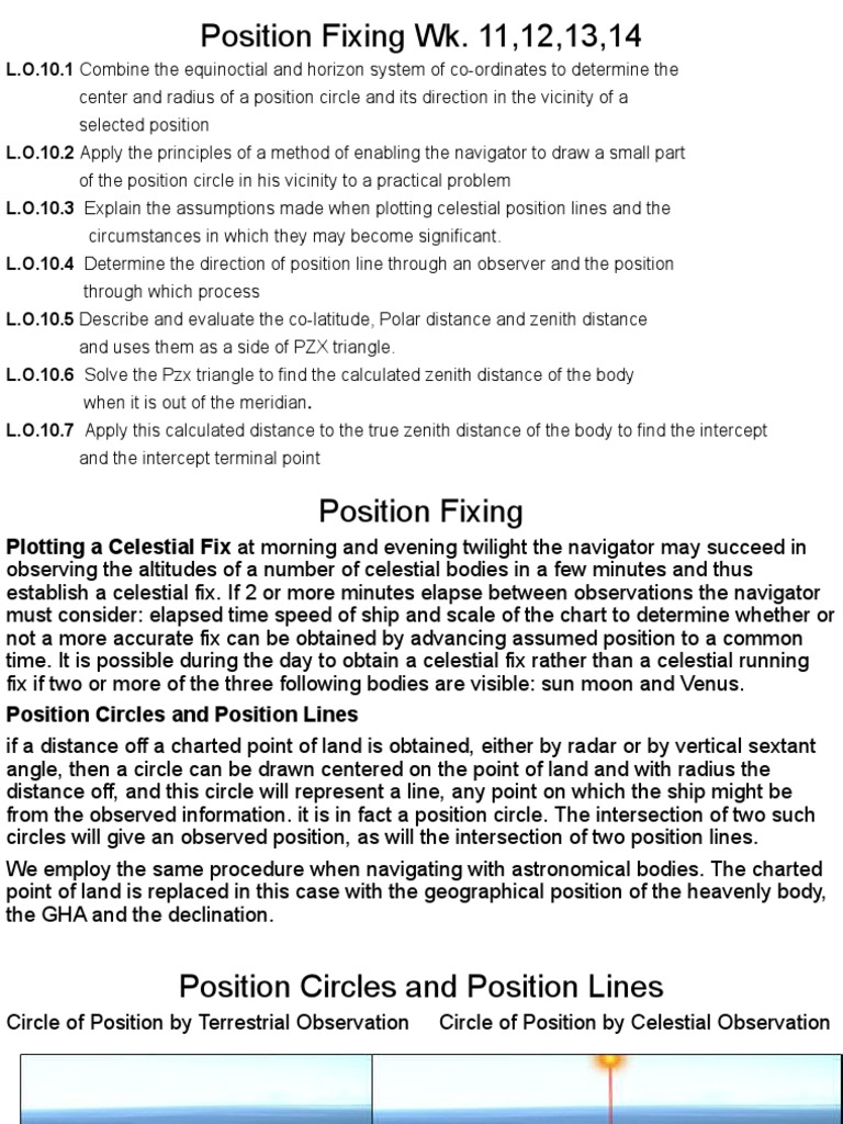 Position Fixing WK 11 | Download Free PDF | Astronomy | Navigation