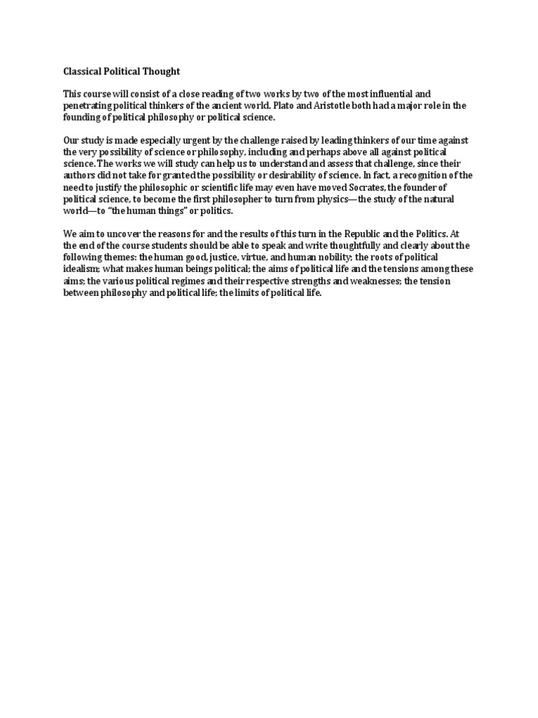 Classical Political Thought | PDF