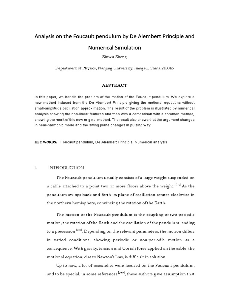 Foucault Pendulum | PDF | Pendulum | Latitude