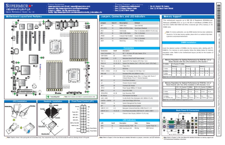 X8DAH+-F-LR-F-LR Quick Reference Guide | PDF | Microcomputers ...