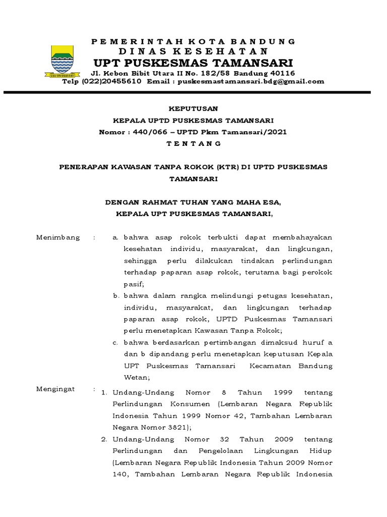 SK Ka Puskesmas KTR 2019 | PDF