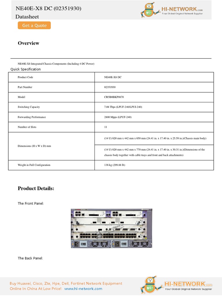 Huawei Ne40e x8 DC Brochure Datasheet | PDF