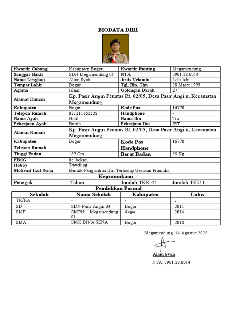 Biodata Diri | PDF