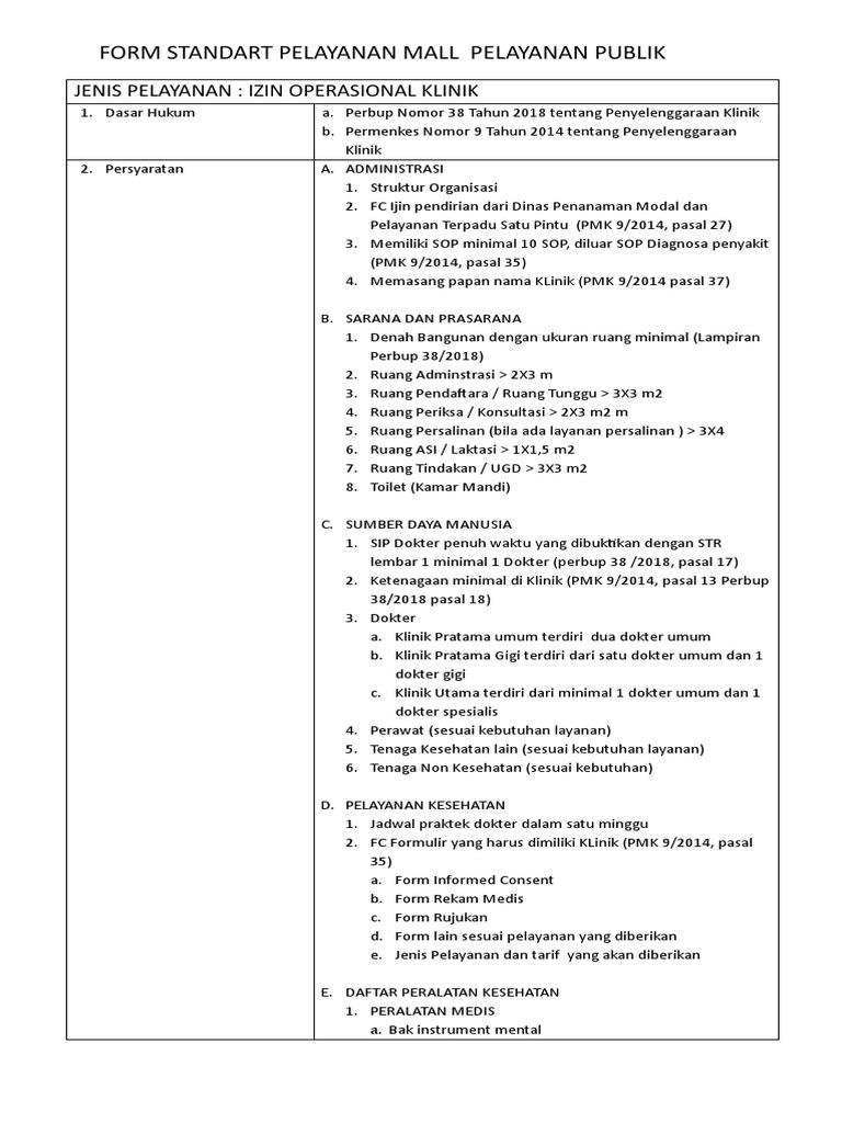 Form Standar Pelayanan Publik | PDF