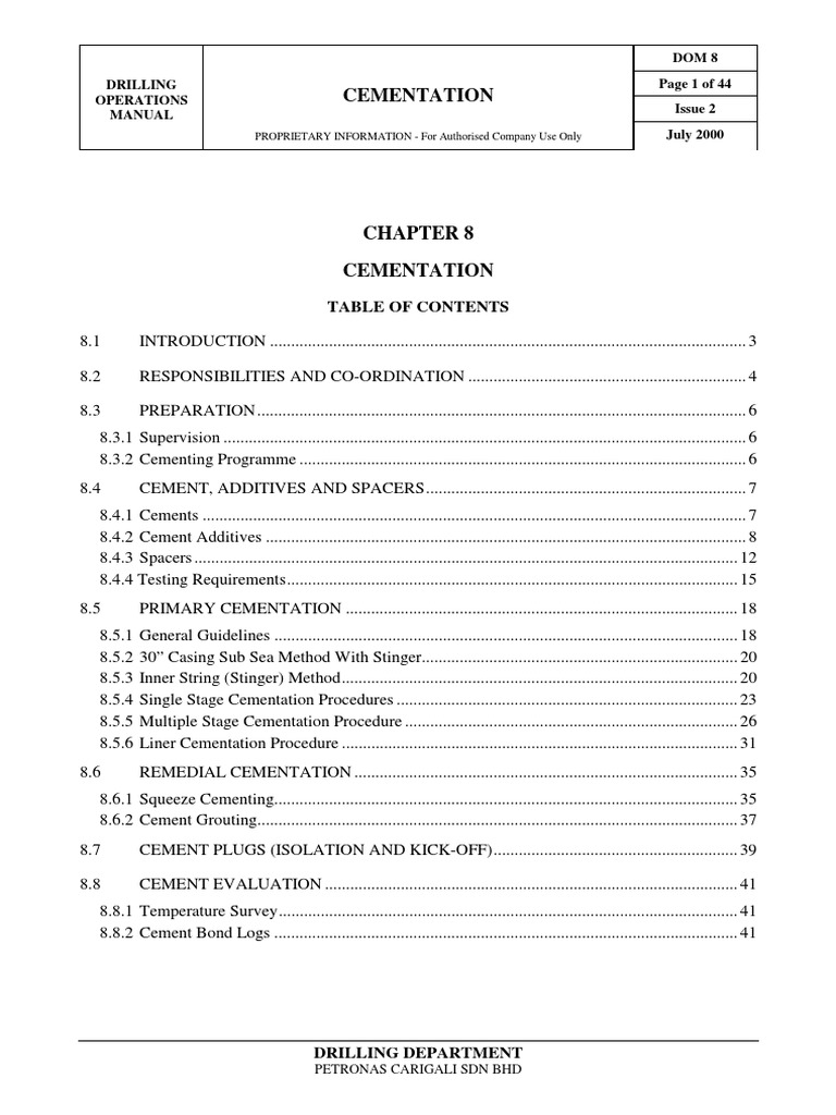 Cementation | PDF | Cement | Casing (Borehole)