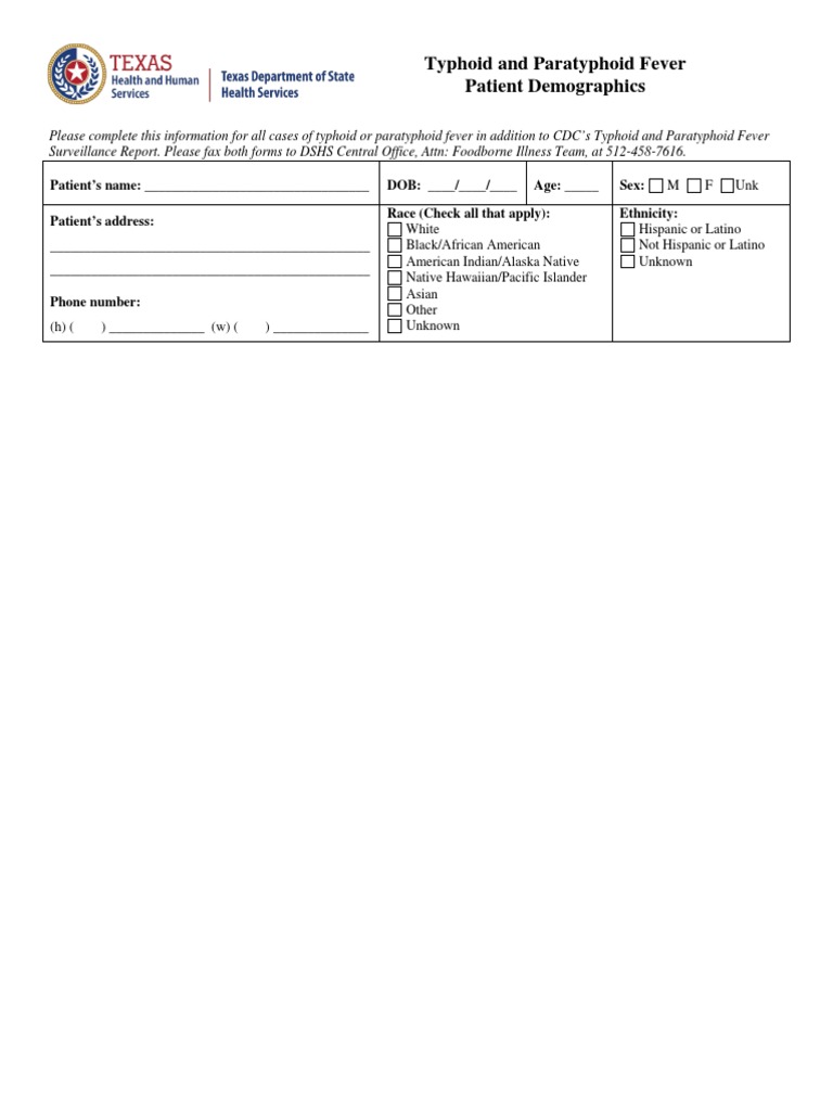 Typhoid Fever Surveillance Report | PDF