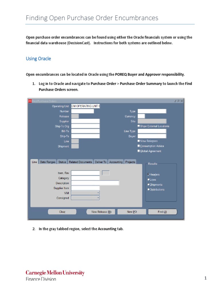 Open Purchase Order Encumbrances Guide | PDF | Icon (Computing) | Microsoft Excel