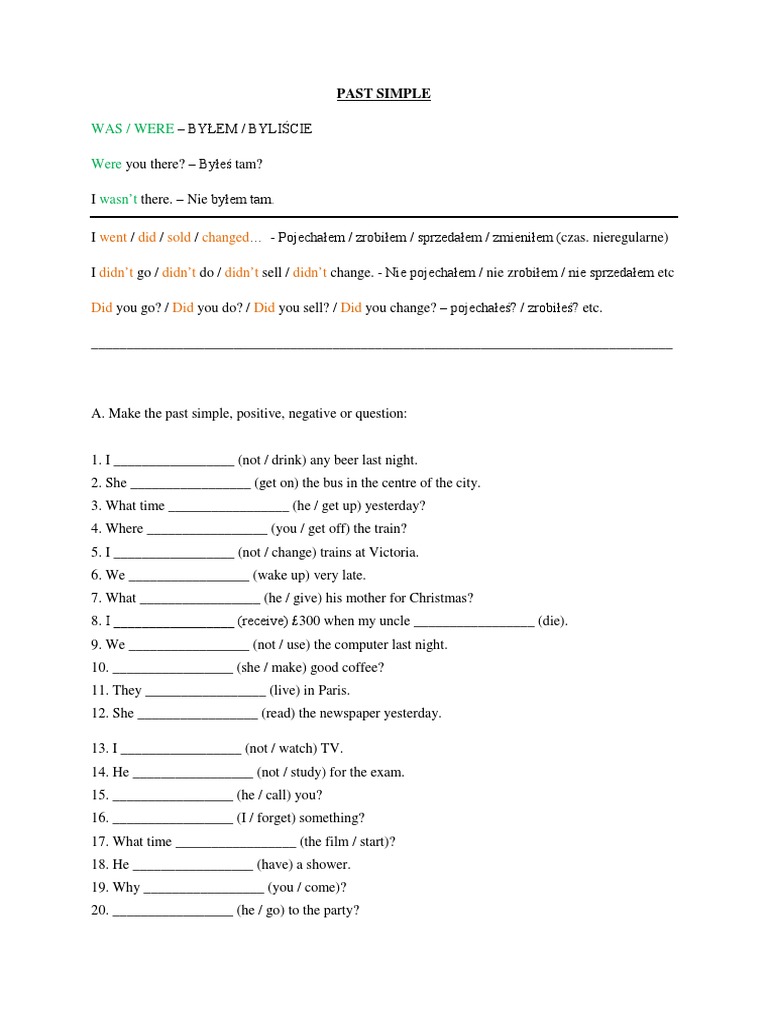 Past Simple A2, b1 | PDF | Linguistics
