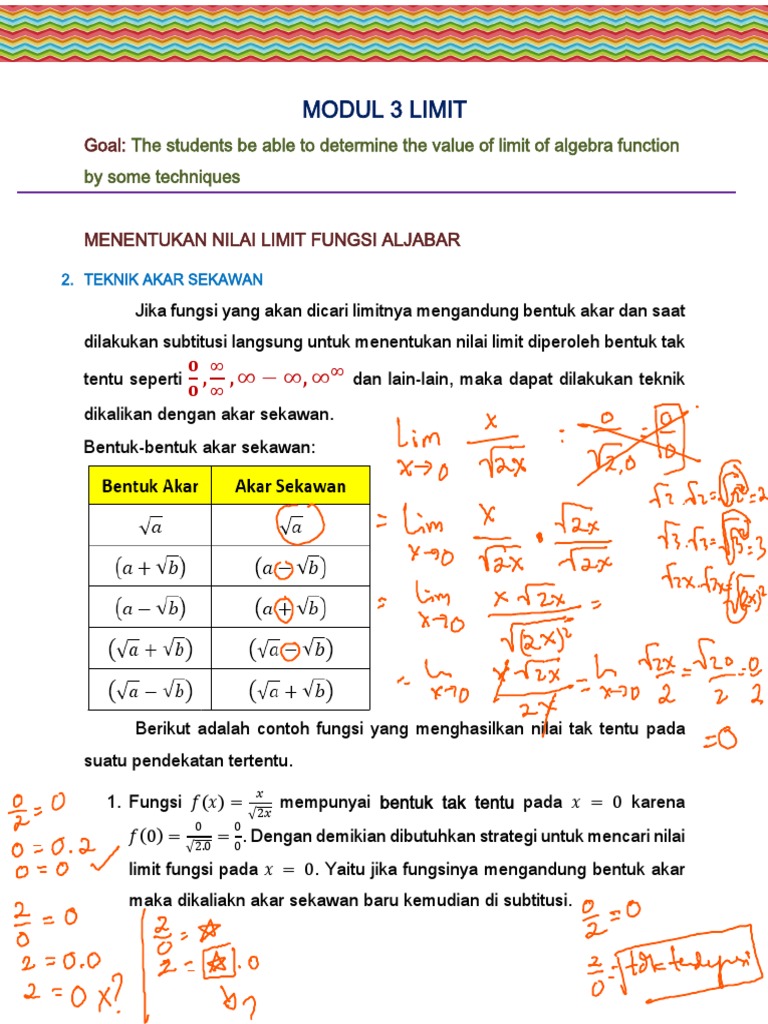 Modul 3 Limit (Akar Sekawan) Xi Ips | PDF