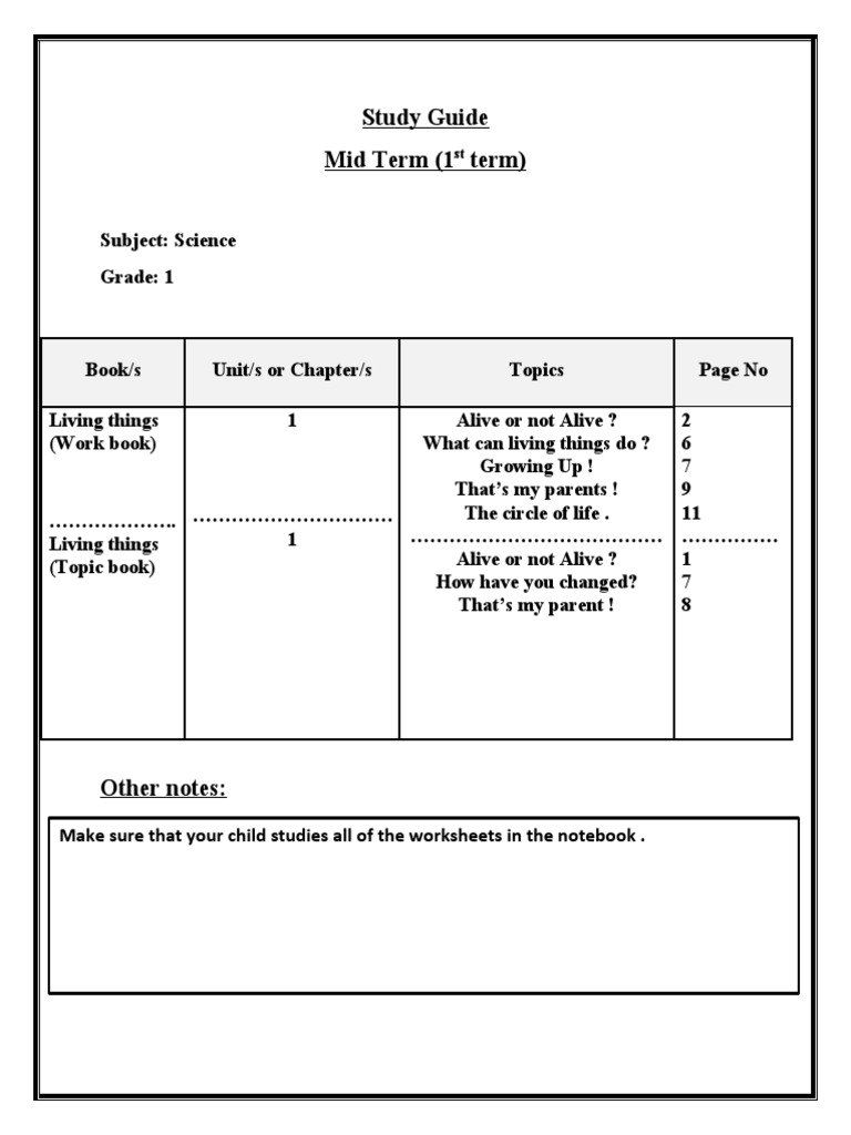 G1 Science Study Guide | PDF