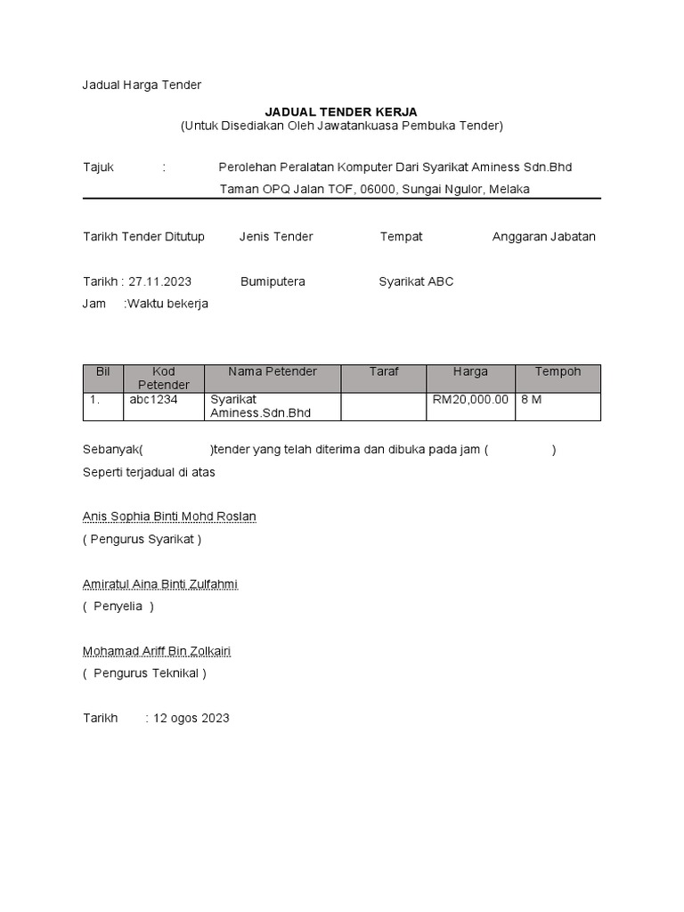 TENDER | PDF