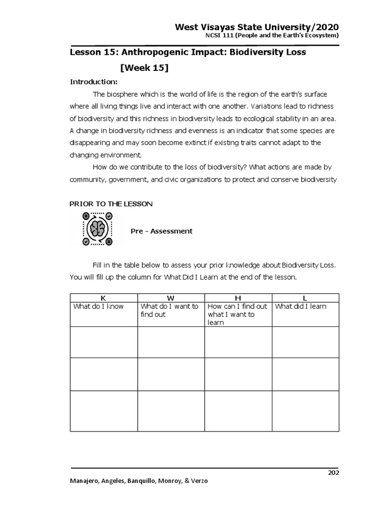 Lesson 15 | PDF | Habitat Destruction | Biodiversity
