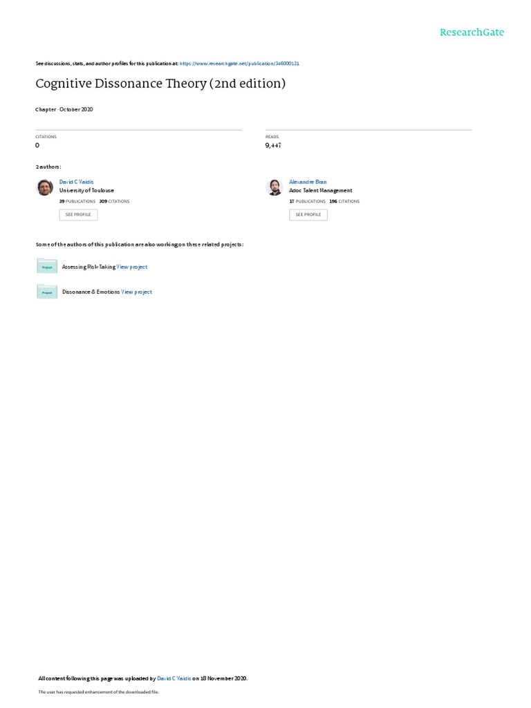 Cognitive Dissonance Theory Overview | PDF | Psychology | Social Psychology
