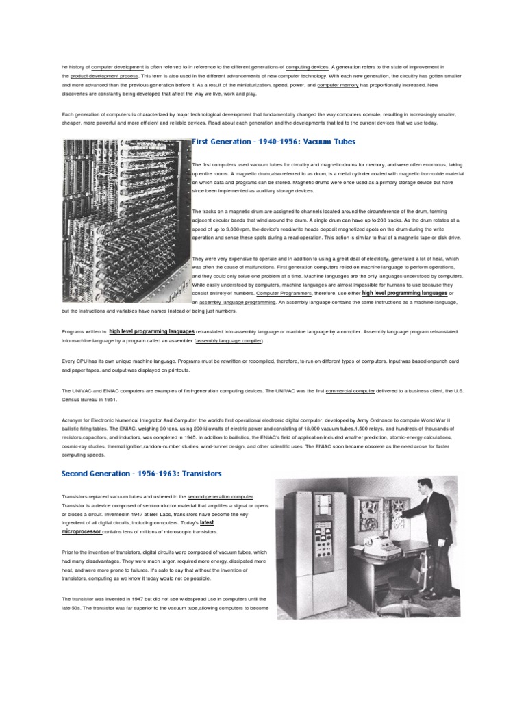 Generations of Computers | PDF | Central Processing Unit | Integrated Circuit